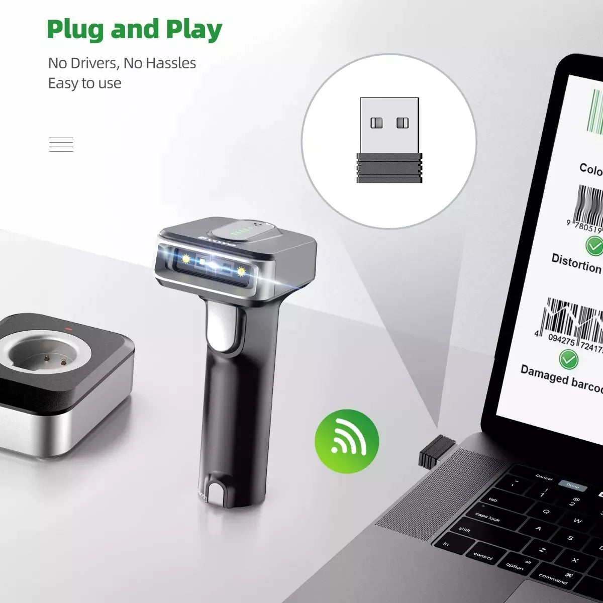 Lector De Escáner De Código De Barras 2d Eyoyo – Kit Punto de Venta